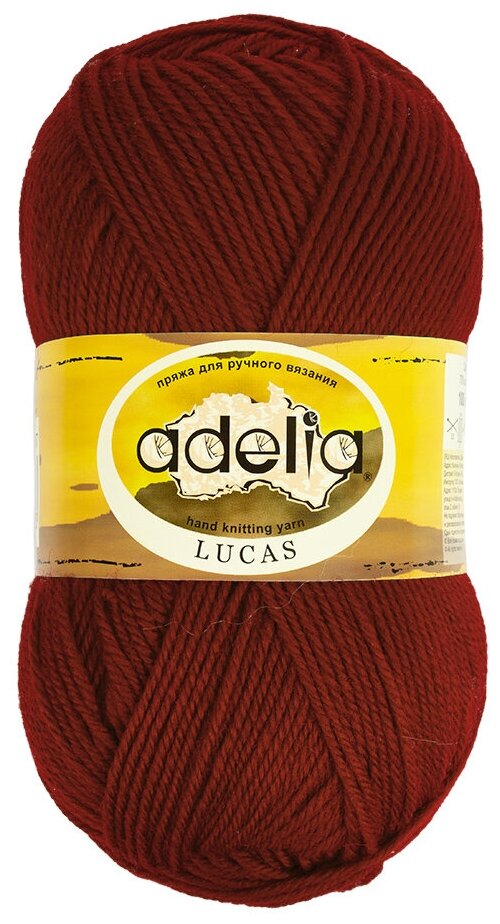 Пряжа ADELIA "LUCAS" 70% шерсть, 30% акрил 100 г 218 м №08 т. терракотовый