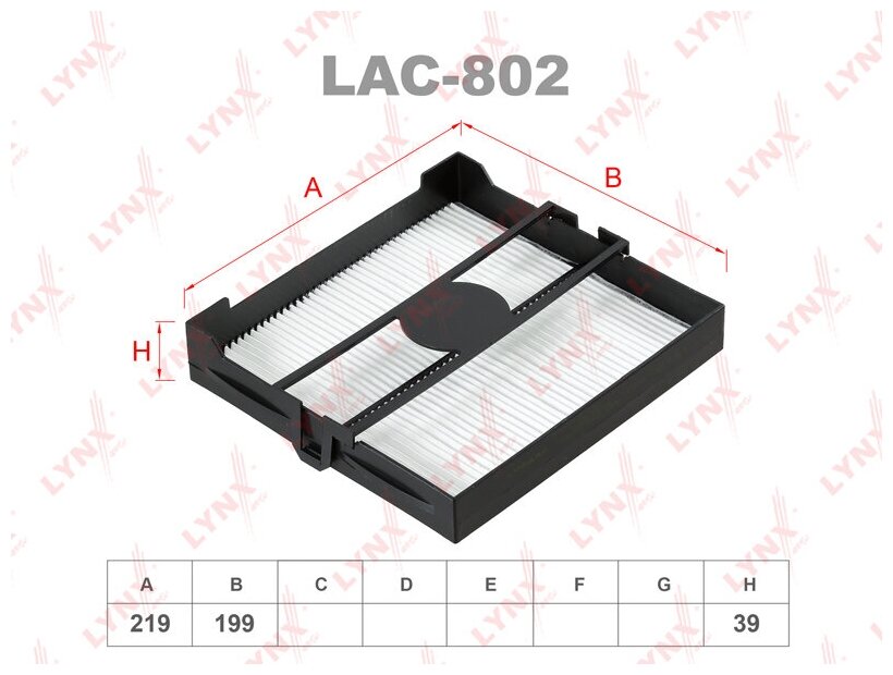 Фильтр салонный LYNXauto LAC-802. Для: SUBARU субару Forester(Форестер) 02>