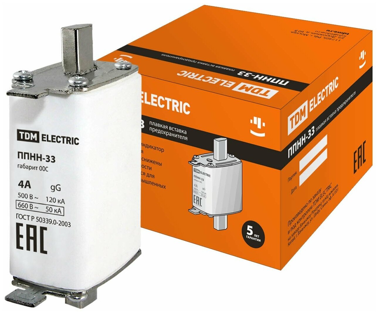 Предохранитель ППНН-33 габ.00C, 4А TDM ELECTRIC {SQ0713-0068}