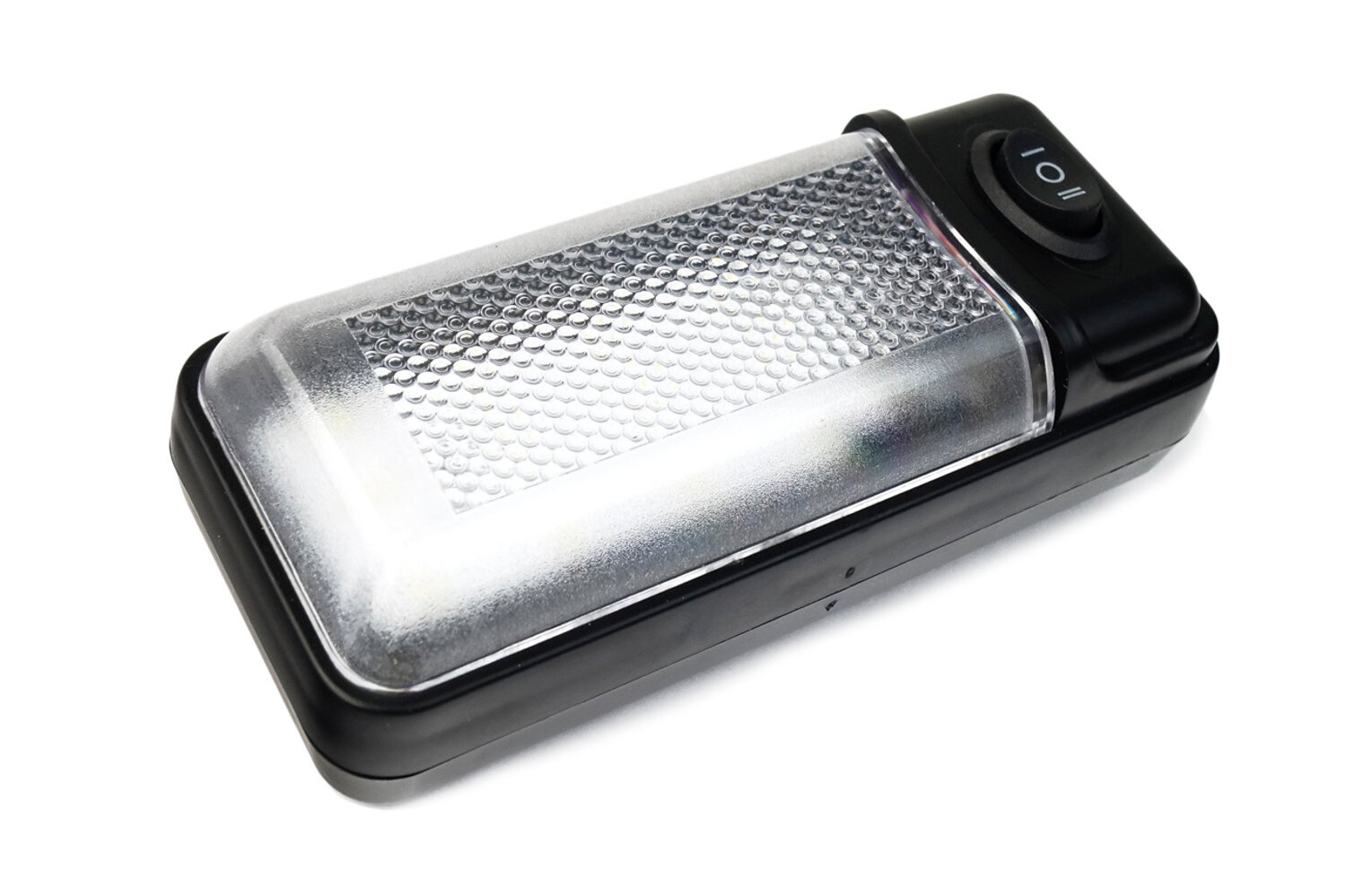 Плафон освещения салона в черном корпусе диодный с кнопкой для ВАЗ 2108-21099, 2110-2112, 2113-2115