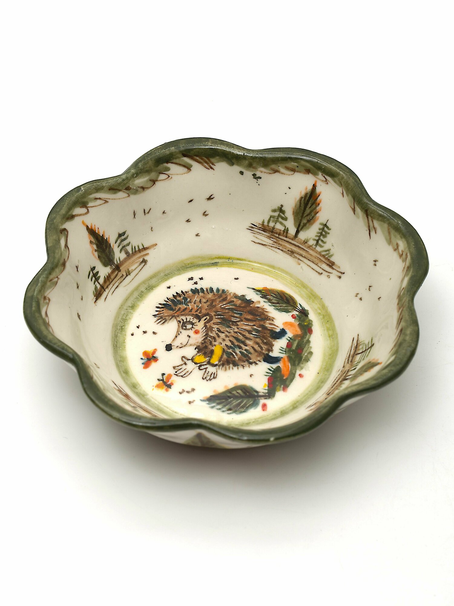 Салатник фигурный "Ежи" 140х140х37мм, авт. А. Крумплевская