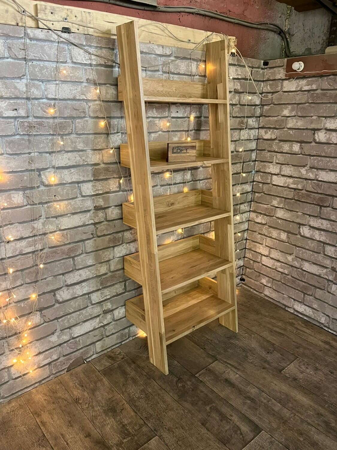 Стеллаж "EasyLOFT" в стиле лофт, массив дуба, для дома и офиса, 64х36х180 см.