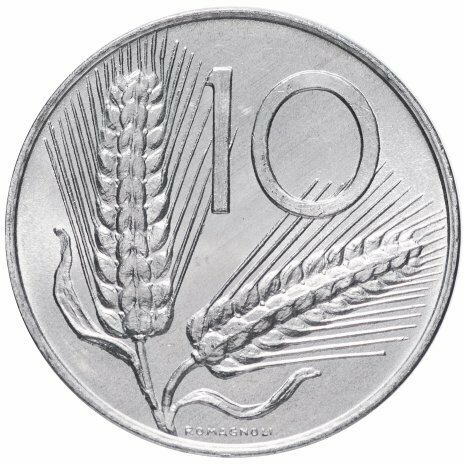 Италия 10 лир 1951-2001 (случайный год) VF-AU