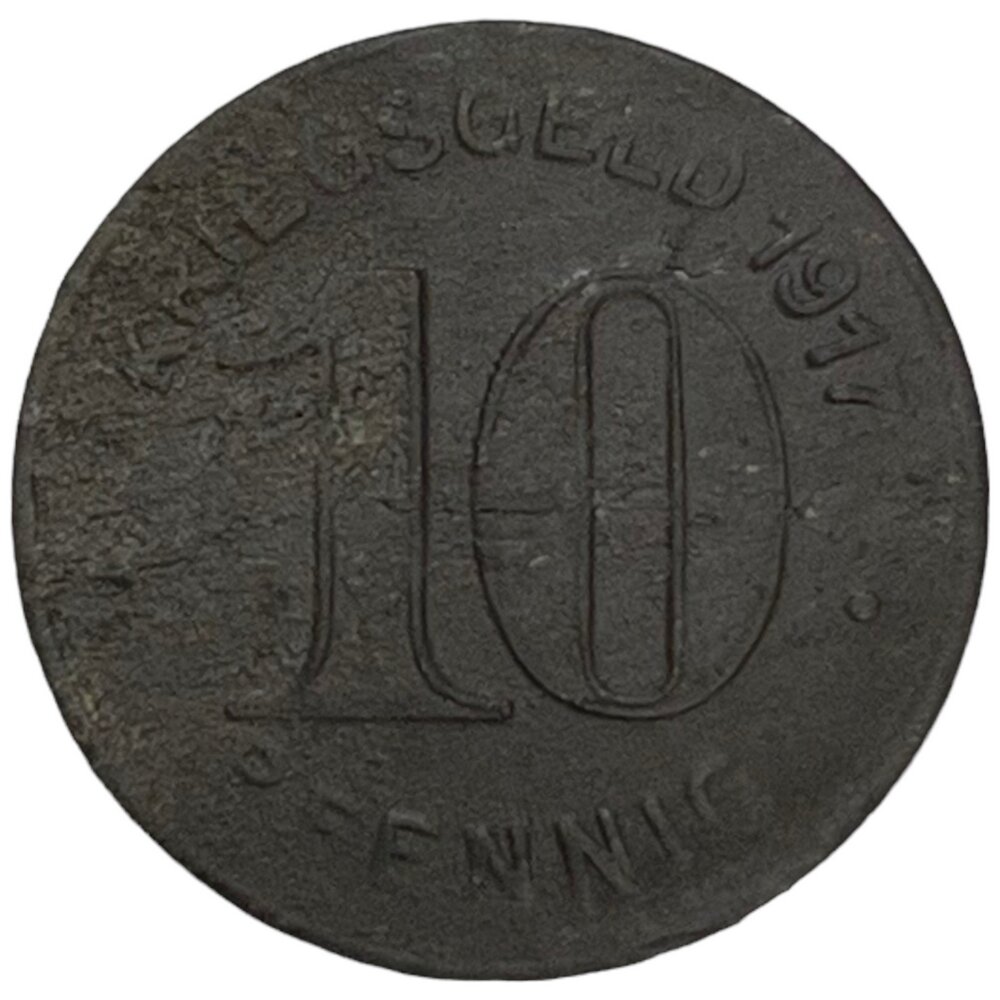 Германия (Германская Империя) Эльберфельд 10 пфеннигов 1917 г. (Zn)