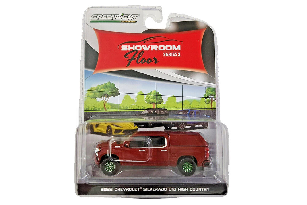 Chevrolet silverado ltd high country camper shell 2022 cherry red tintcoat (greenlight!) (длина модели 6-10 см)
