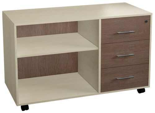 Тумба боковая правая сенатор с ящиками 44.33, светлый дуб шамони/темный дуб шамони, 1200х560х692 мм