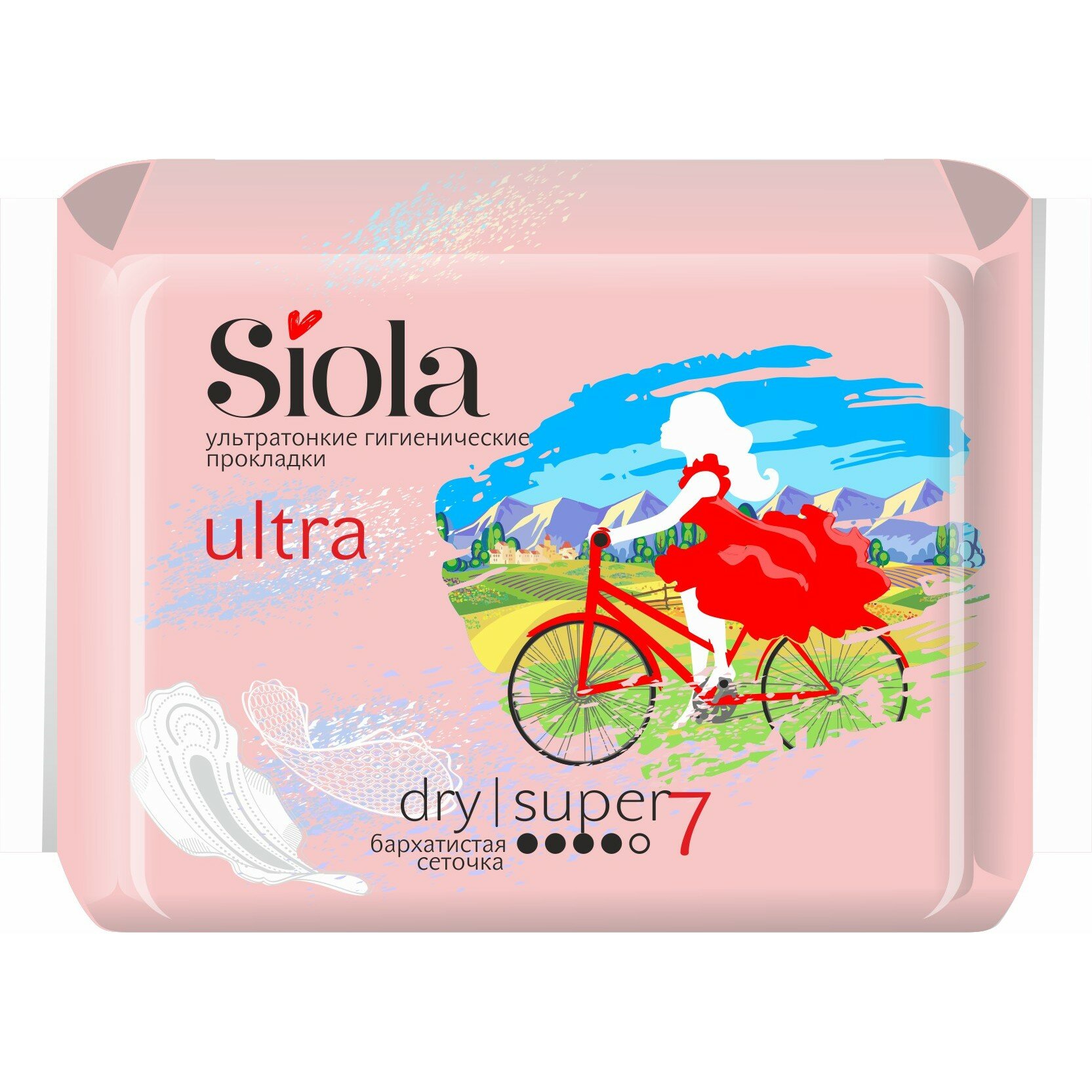 Прокладки гигиенические Siola Ultra Dry, super 4 капли из 5, 7шт