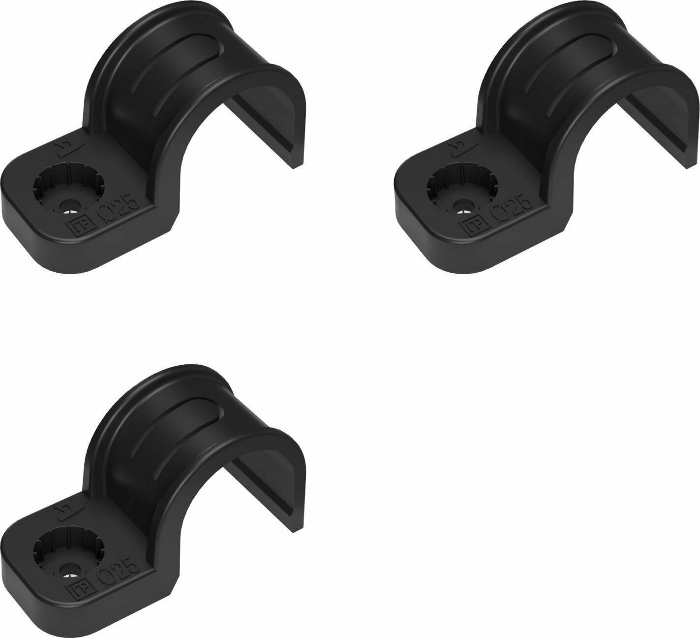 Скоба пластиковая круглая Промрукав 25мм черная (50 шт./уп) (комплект из 3 уп)