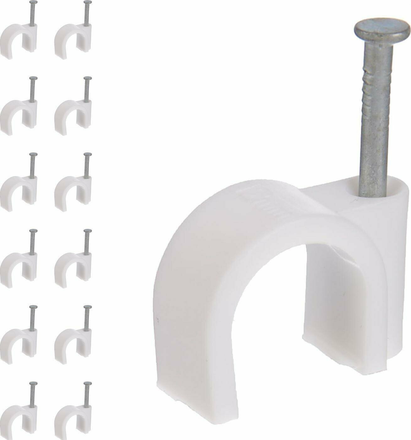 Скоба пластиковая круглая TDM 12 мм (50 шт.) (комплект из 12 уп)