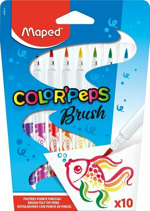 Фломастеры-кисть 10 цв. MAPED BRUSH, в картоне