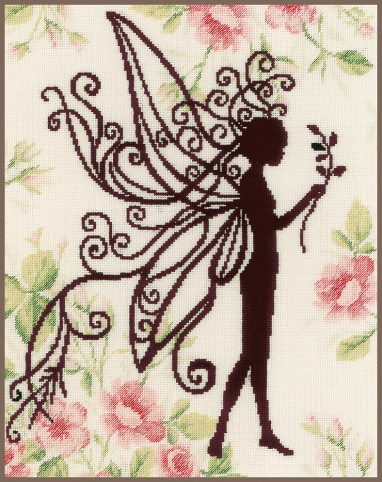 Набор для вышивания Lanarte #PN-0188894 Flower fairy silhouette (Силуэт цветочной феи), Счетный крест, 23 х 29 см