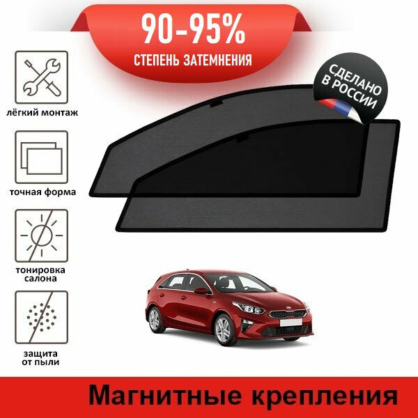 Каркасные шторки LATONIK PREMIUM на Kia Ceed 3 (2018-н. в) хэтчбек 5d на передние двери на магнитах с затемнением 90-95%