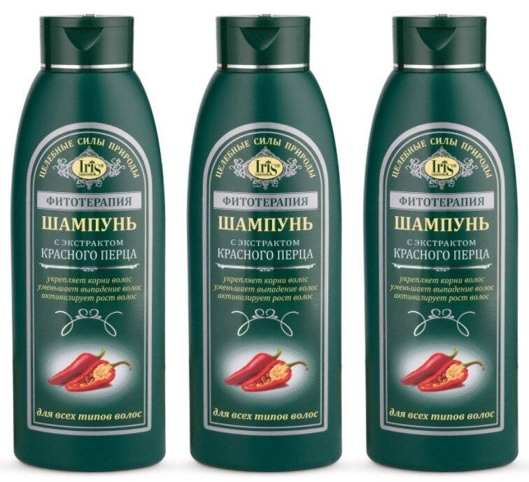 Iris Шампунь Фитотерапия с экстрактом красного перца 500мл,3 шт