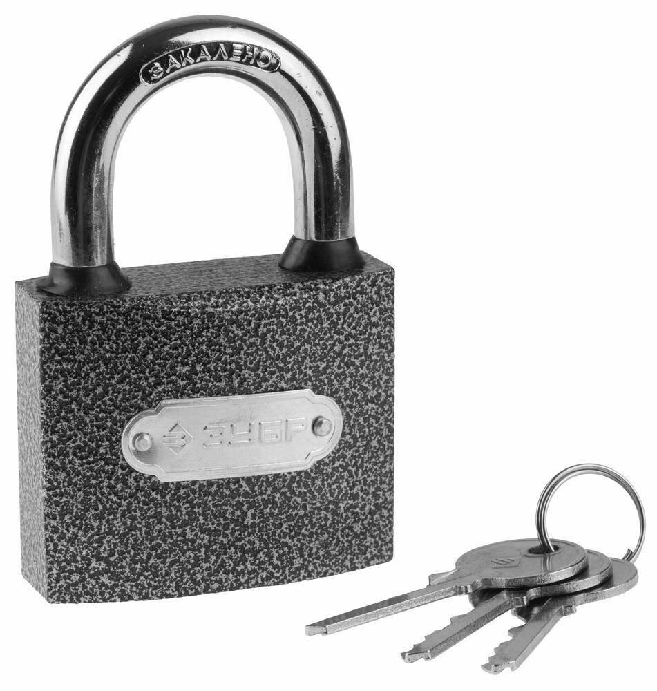 Замок ЗУБР "Мастер" навесной, металлический корпус, закаленная дужка, 63мм