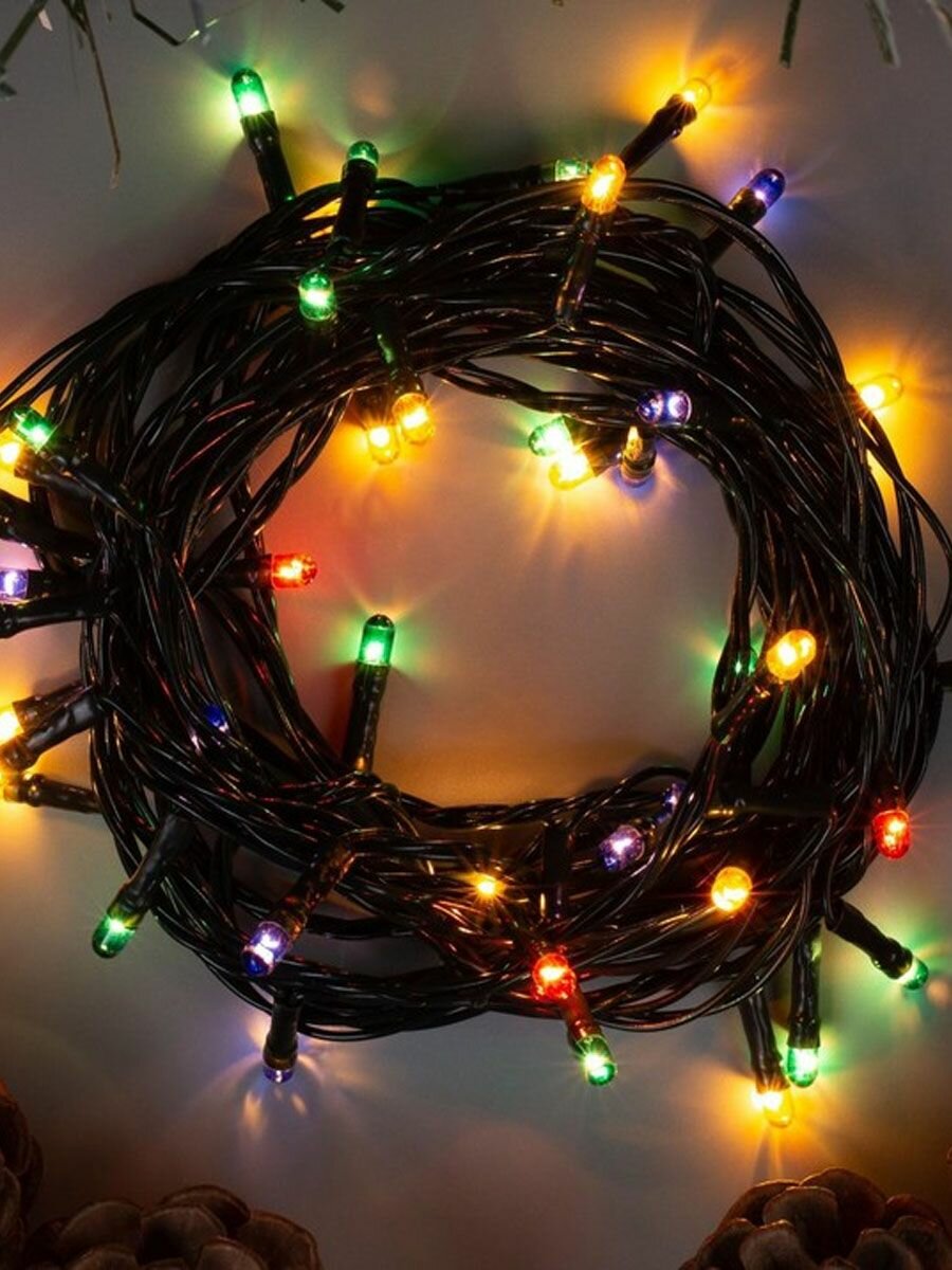 Электрогирлянда светодиодная новогодняя Нить темная, 500 см