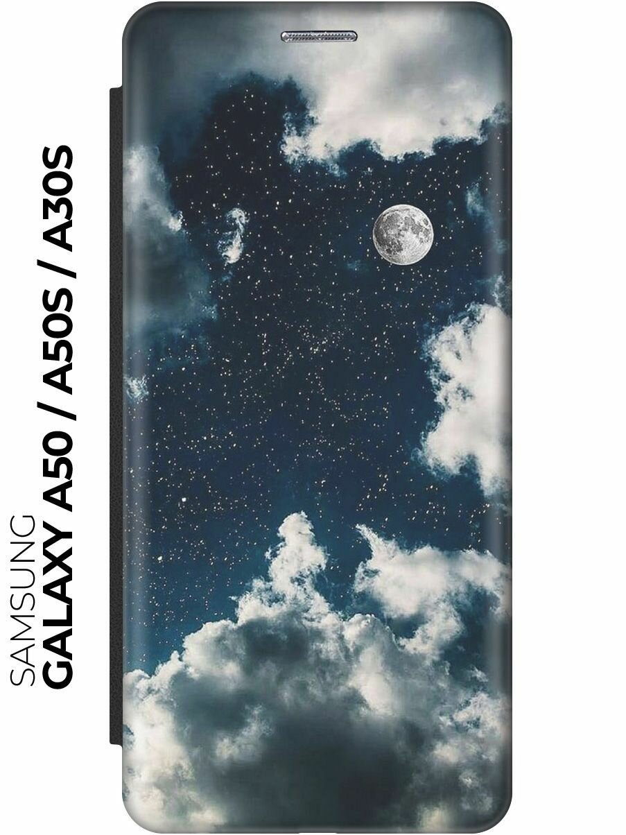 Чехол-книжка Лунное небо на Samsung Galaxy A50 / A50s / A30s / Самсунг А50 / А30с / А50с черный