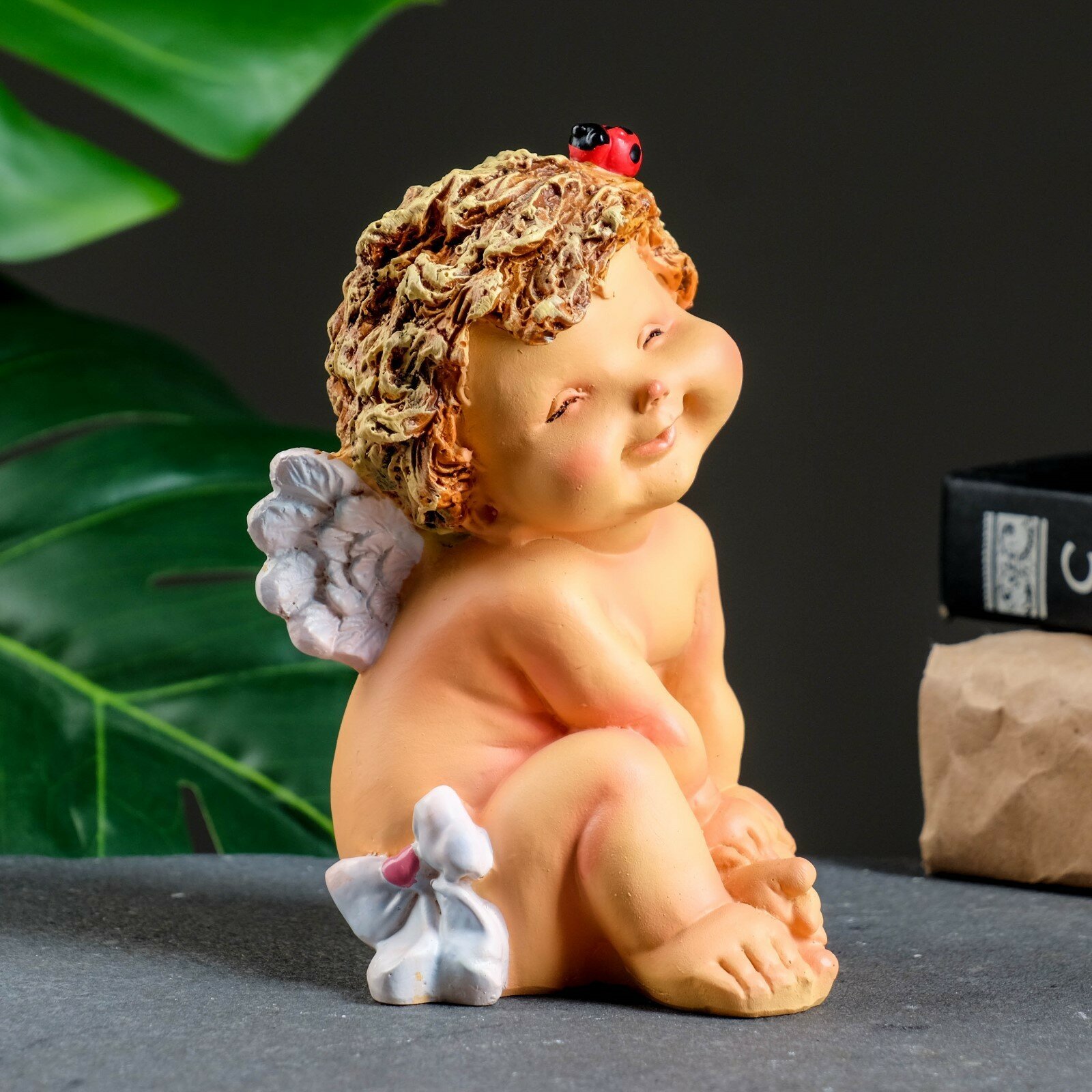 Фигурка полистоун Хорошие сувениры "Ангелочек с божьей коровкой" размер 9×7×15 см