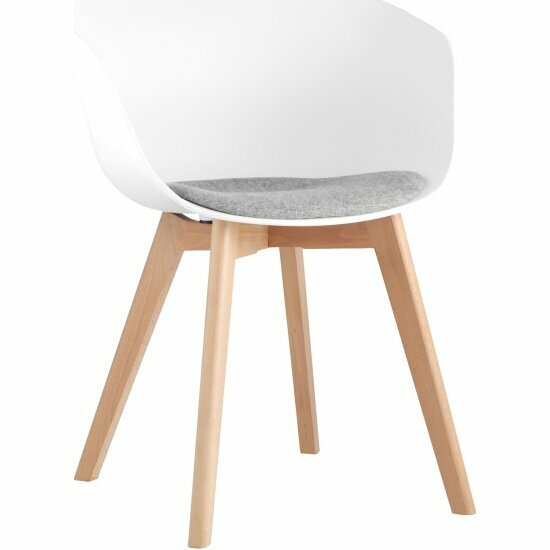 Кресло Stool Group LIBRA, белое с подушкой, деревян. ножки