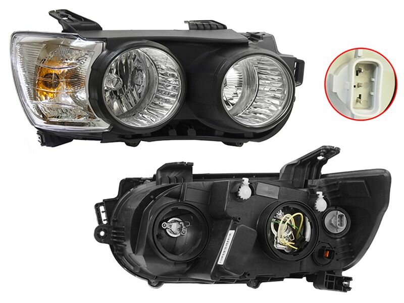 Фара Chevrolet Aveo 11-15 (Справа/ Галоген/ С электрокорректором/ окантовка черная) Sat арт. ST-235-1114R