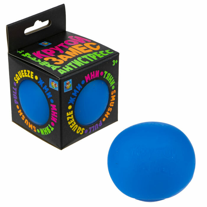 Игрушка антистресс для рук Крутой замес 1TOY мяч, таба сквиш, тянучка, голубая, 7 см