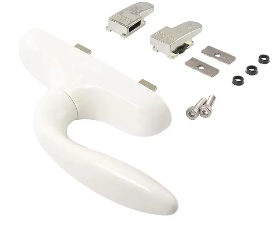 Ручка оконная Stublina управляющая с предохранителем и крепежом поворотная (Европаз), белая