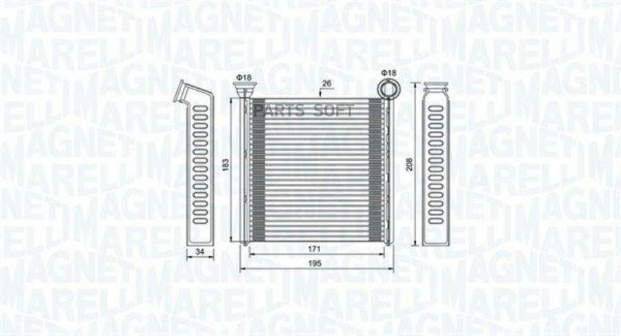 MAGNETI MARELLI Радиатор отопителя VW GOLF VII