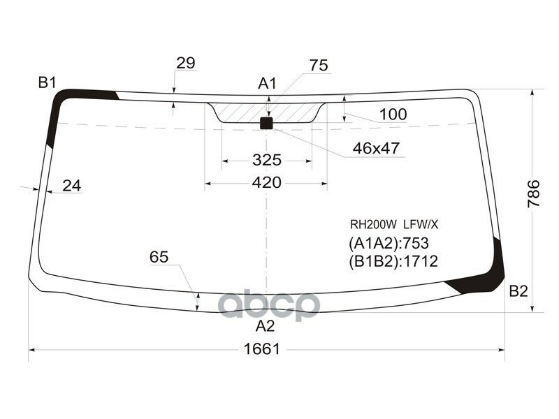 Стекло лобовое (Широкая кабина) Toyota Hiace 04- / Regius Ace 04-20 XYG арт. RH200W LFW/X