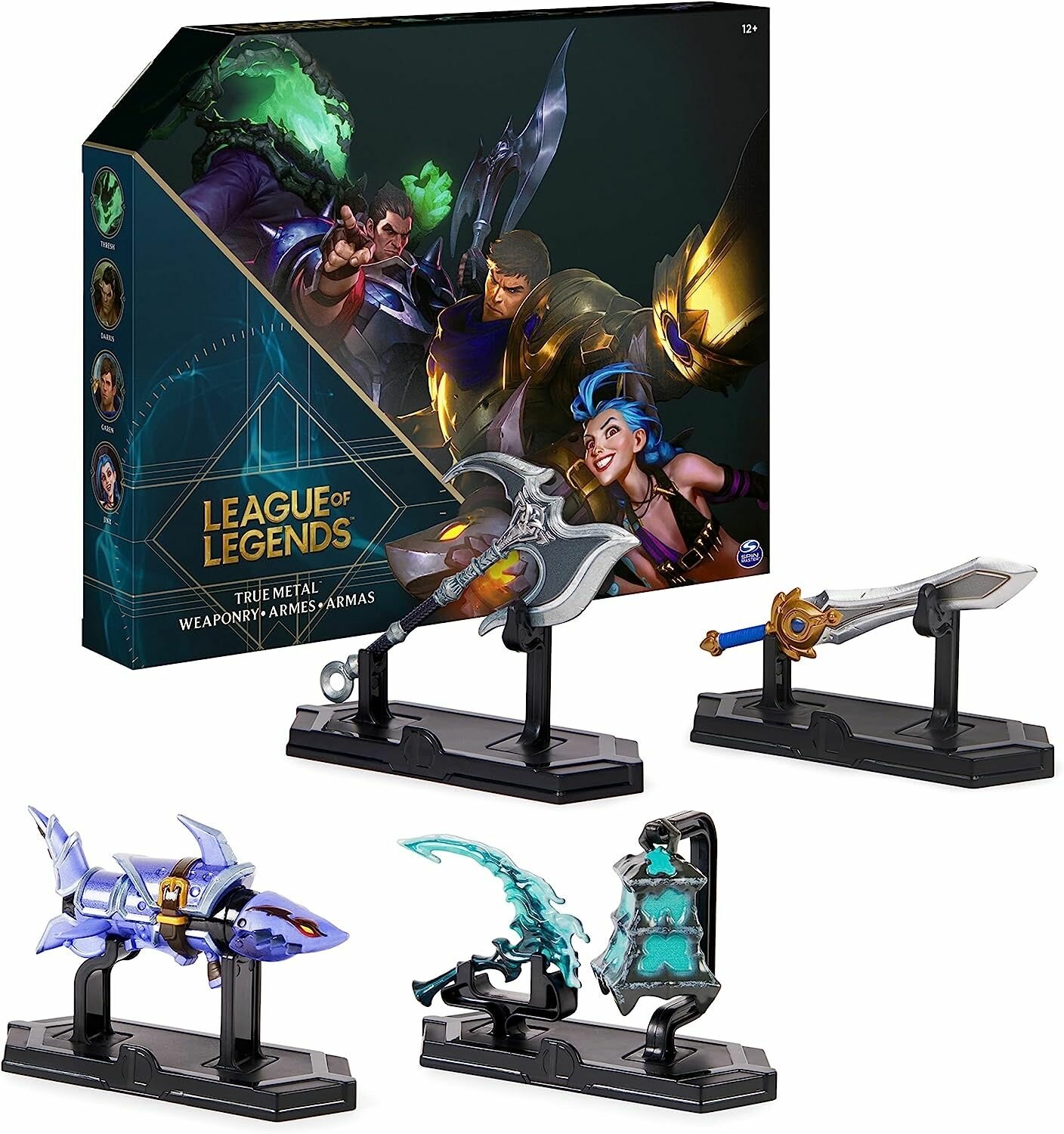 Лига Легенд League Of Legends, металлические фигурки оружий 4-Пак, Thresh, Darius, Jinx, эксклюзивные коллекционные предметы Garen Diecast с дисплеями