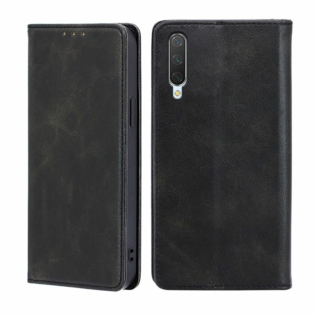 Чехол-книжка MyPads для Xiaomi Mi 9 Lite/Mi A3 Lite/Mi CC9 / Сяоми Mi CC9, Телячья кожа, закрывающаяся на магнит, черный