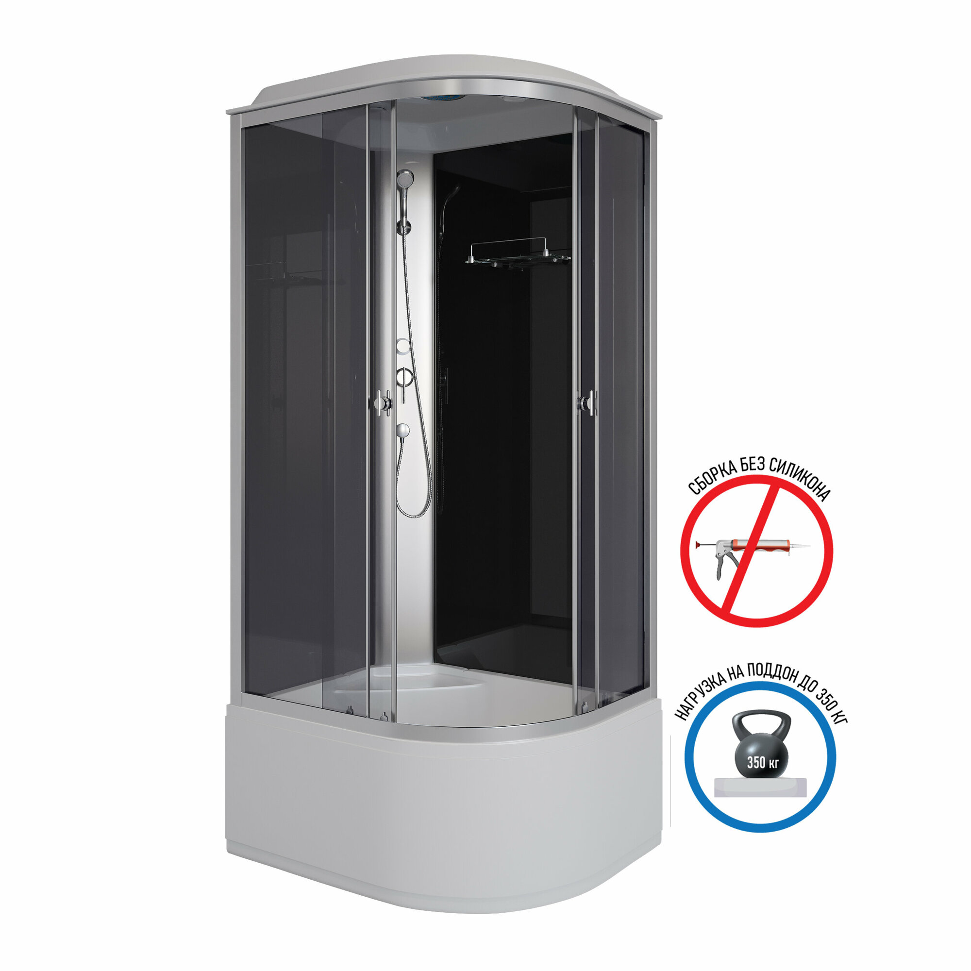 Душевая кабина Niagara Eco E100/70/40L/TN (100х70х215) высокий поддон(40см), стекло тонированное,4 места