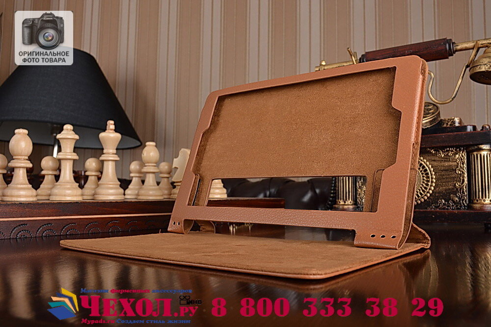 Чехол подставка для Lenovo Yoga Tablet 3 8.0" (YT3-850F/ 850F) коричневый кожаный MyPads