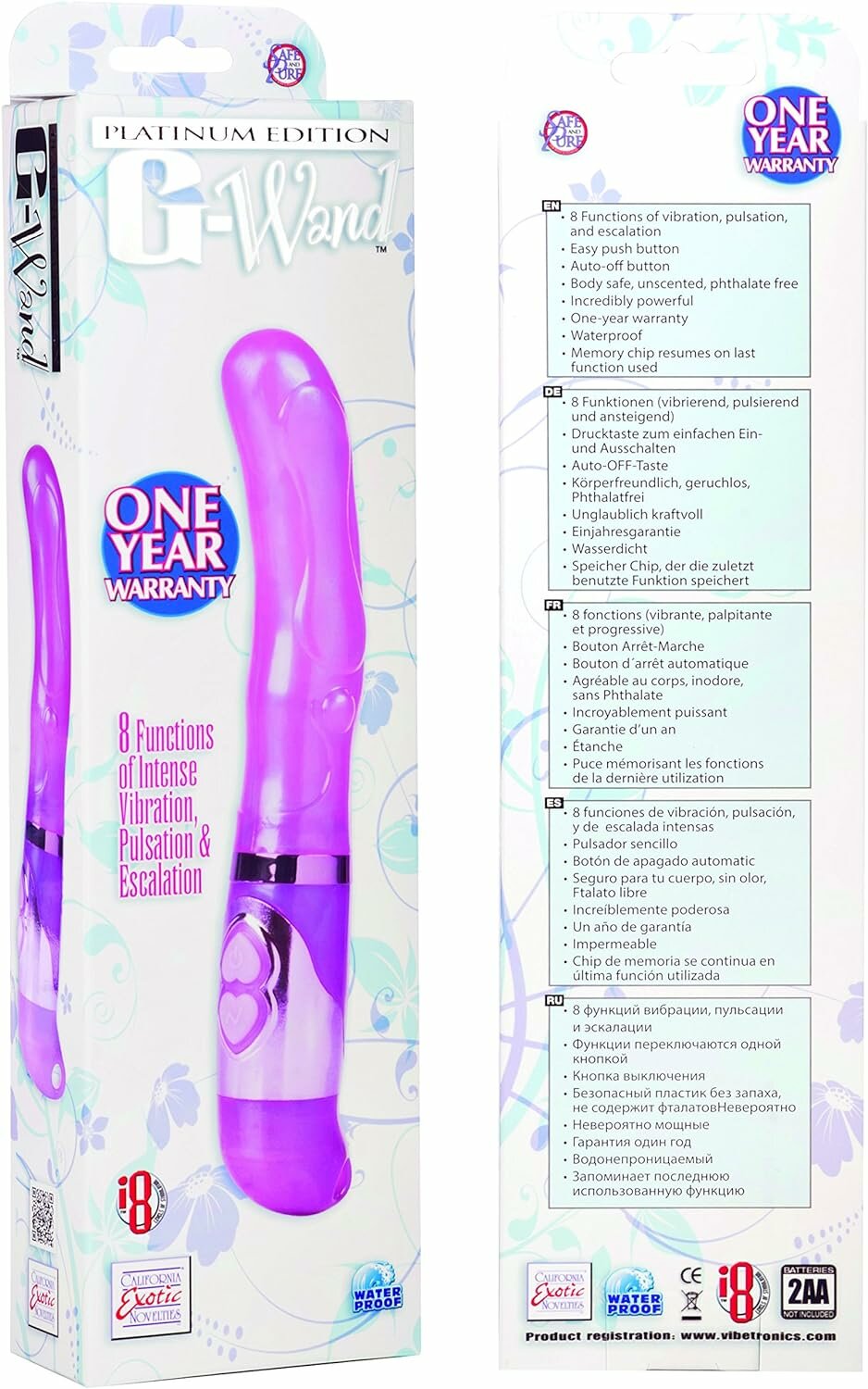 Вибратор PLATINIUM EDITION G WAND PINK, розовый, 18 см