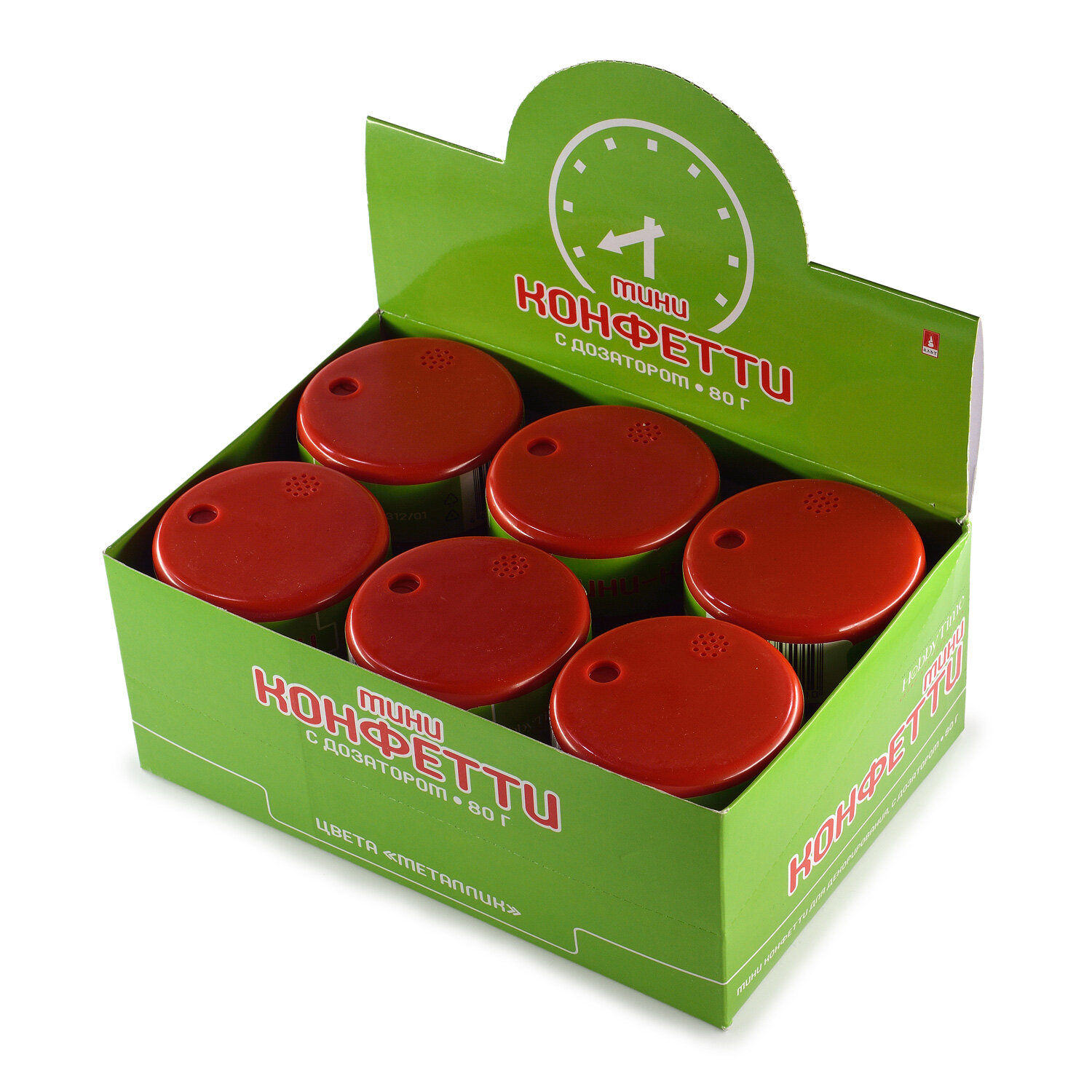 Мини-конфетти для декора "звездочки", С дозатором, 80Г (6 цветов ), черно-белый микс, №9, Арт. 2-312/09