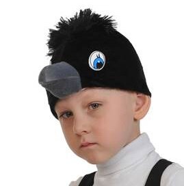 Маска-шапка "Вороненок", для мальчика, полиэстер, черный, 52-55