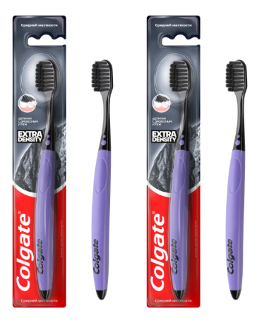 Зубная щетка Colgate, Extra Density, средней жесткости, 2 шт.