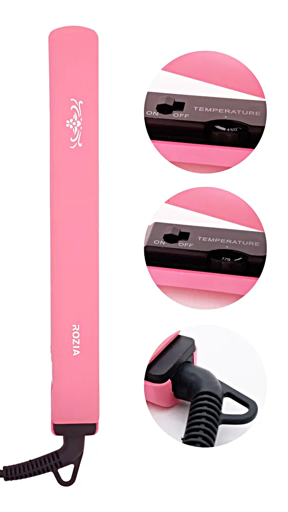 Профессиональная плойка для волос Розия, Выпрямитель для волос, Утюжок, Щипцы Розия, Уход за волосами, Розовый