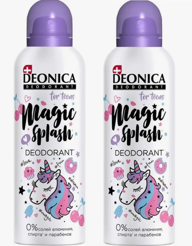 Детский дезодорант для девочек Deonica for teens Magic splash, 125 мл, 2 шт.