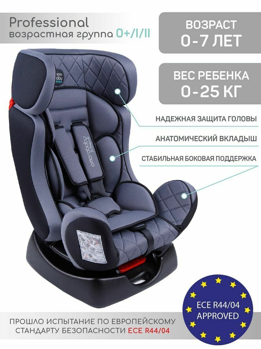 Автокресло детское AMAROBABY Professional, Grey/Balck