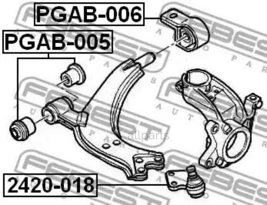 FEBEST PGAB-006 Сайлентблок задний переднего рычага CITROEN Xsara/Berlingo I/PEUGEOT 306 FEBEST PGAB-006