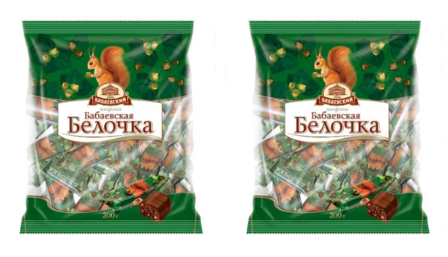Шоколадные конфеты Бабаевский, Белочка, 200 гр, 2 шт