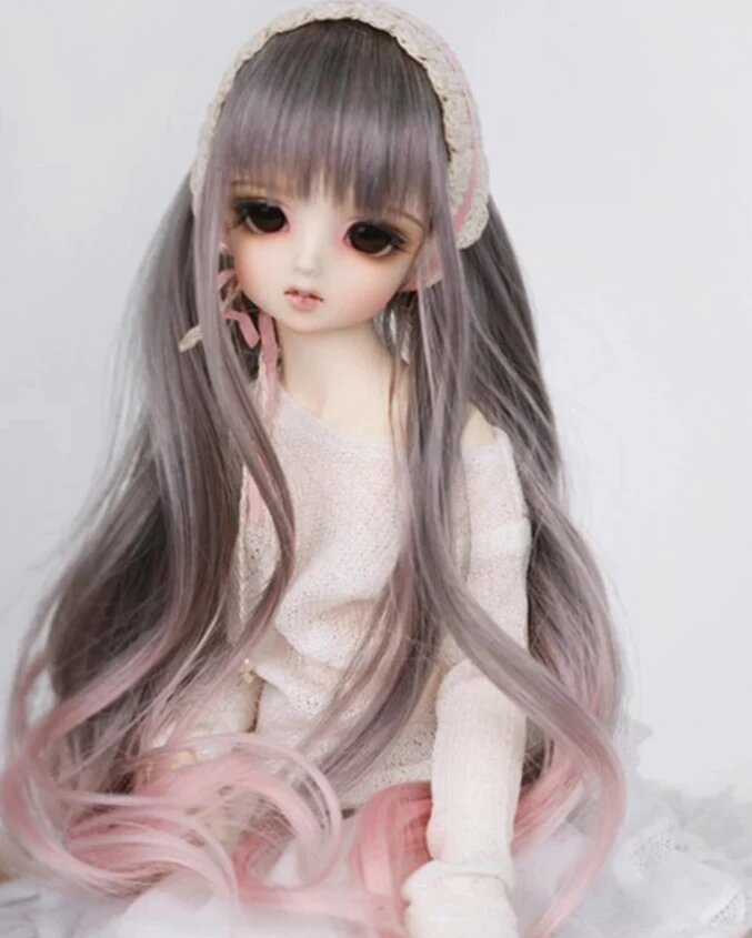 Кукольный парик BJD, длинные волны, размер 1-6 (15.5-17см)