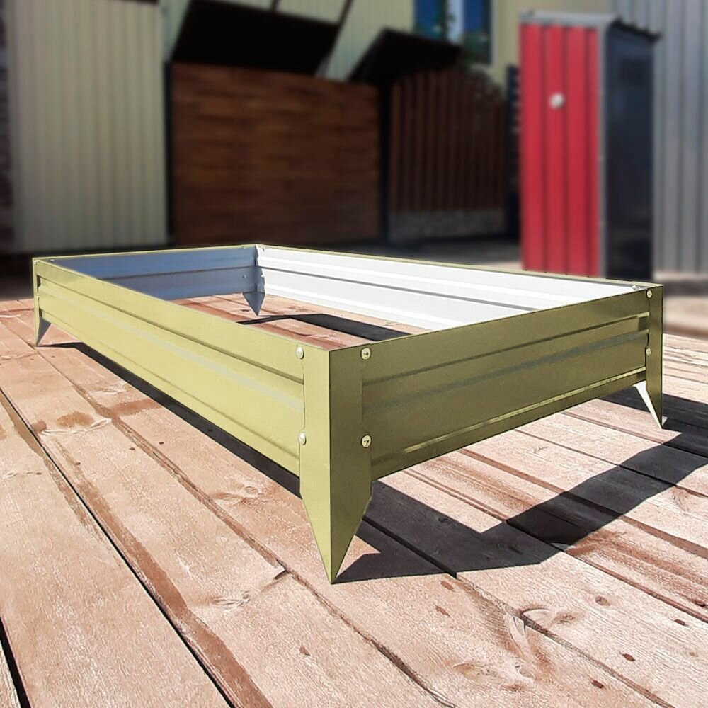 Грядка металлическая 0,8 х 1,6 х 0,19 м, бежевая, полимерное покрытие