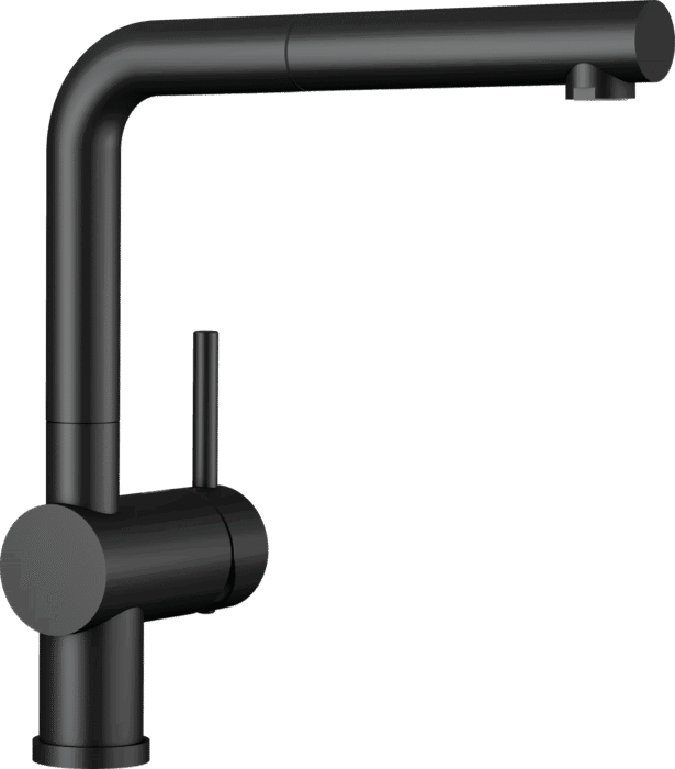 Смеситель для кухни Blanco LINUS-S однорычажный, выдвижной шланг Silgranit матовый черный 525807