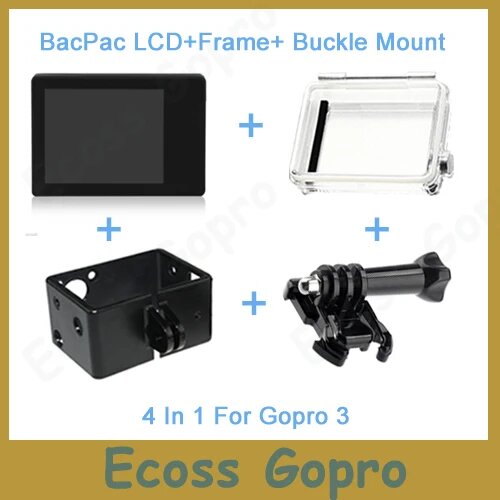Gopro LCD Gopro Hero3/3 +/Hero4 ЖК-экран BacPac дисплей + крышка корпуса задней двери + удлинительная рамка + крепление с пряжкой для аксессуаров Gopro