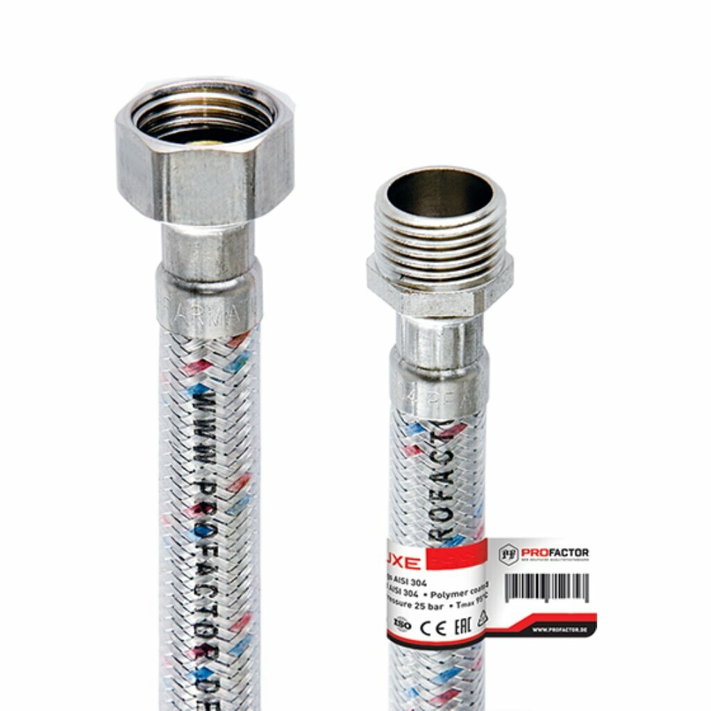 Подводка для воды 1/2"х0.6 м, г-ш, сталь, полимер, ProFactor