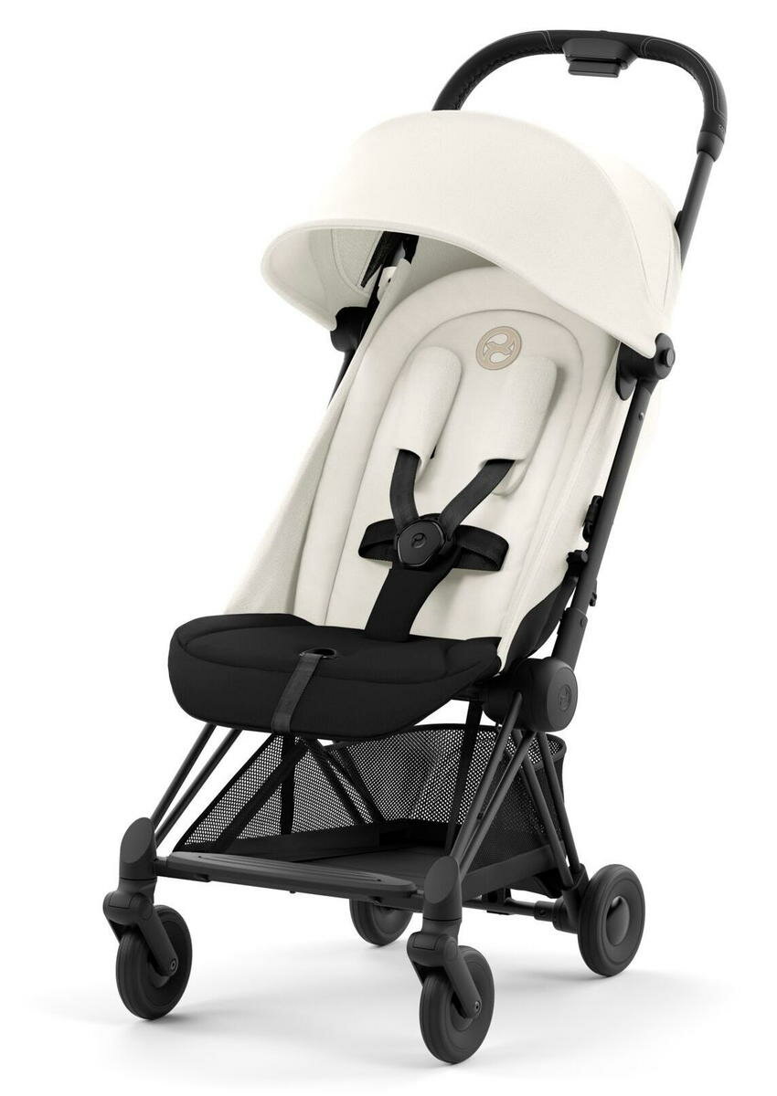Прогулочная коляска Cybex Coya Off White (шасси Mattblack), с дождевиком в комплекте, коллекция Cybex Platinum прогулочная коляска, с рождения, проходит в ручную кладь