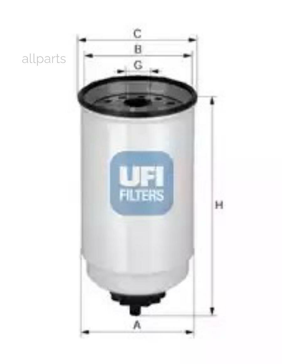 UFI 2437100 Фильтр Дизельный FORD