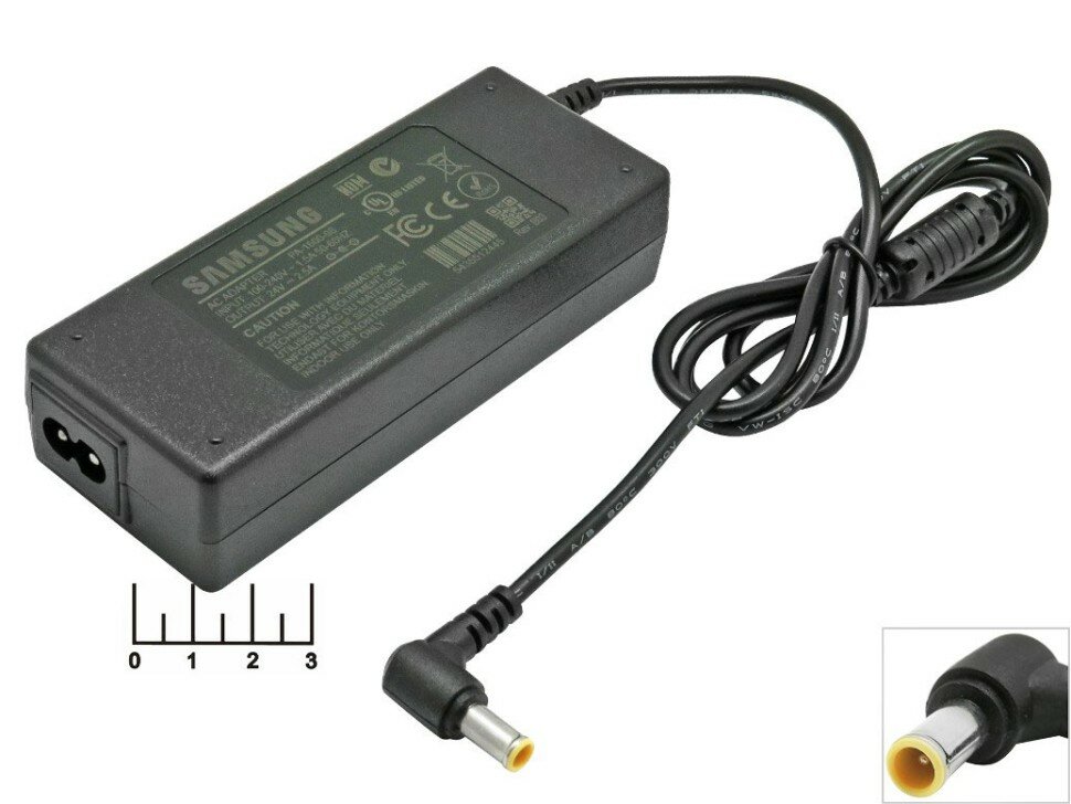 Блок питания 24V 2.5A Samsung AC-N412 импульсный (6.5*4.4) без шнура (восьмерка) угол