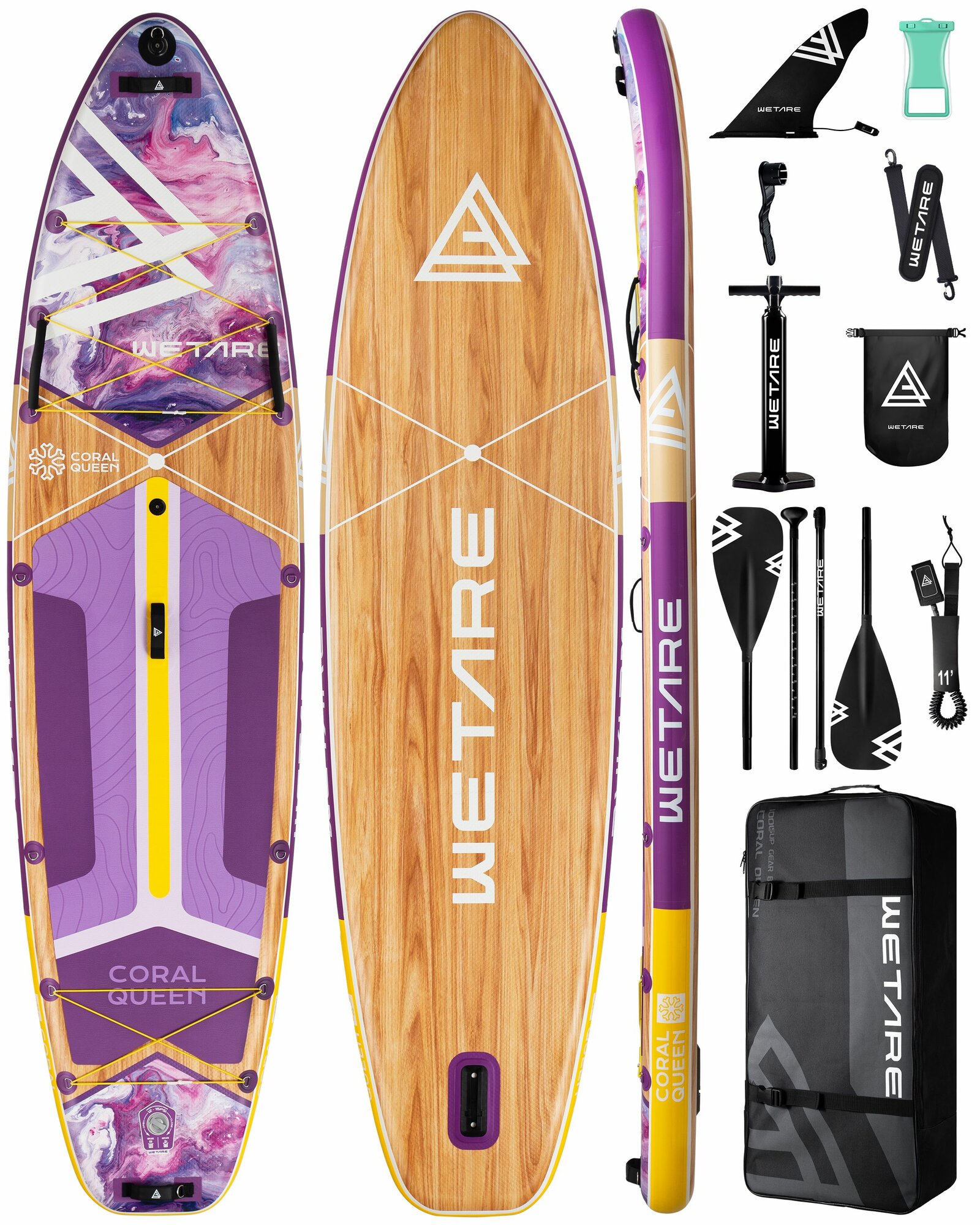 Надувной сапборд WETARE Coral Queen PURPLE 11'6" 351*89*15 см, Sup борд двухслойный