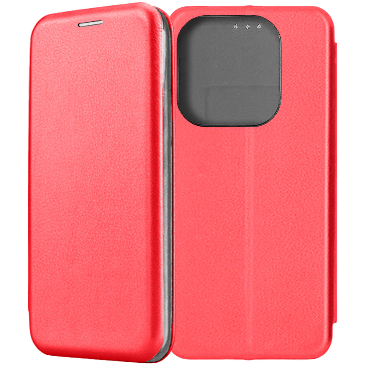 Чехол-книжка для Infinix HOT 40i красный / подставка, отделение для карт